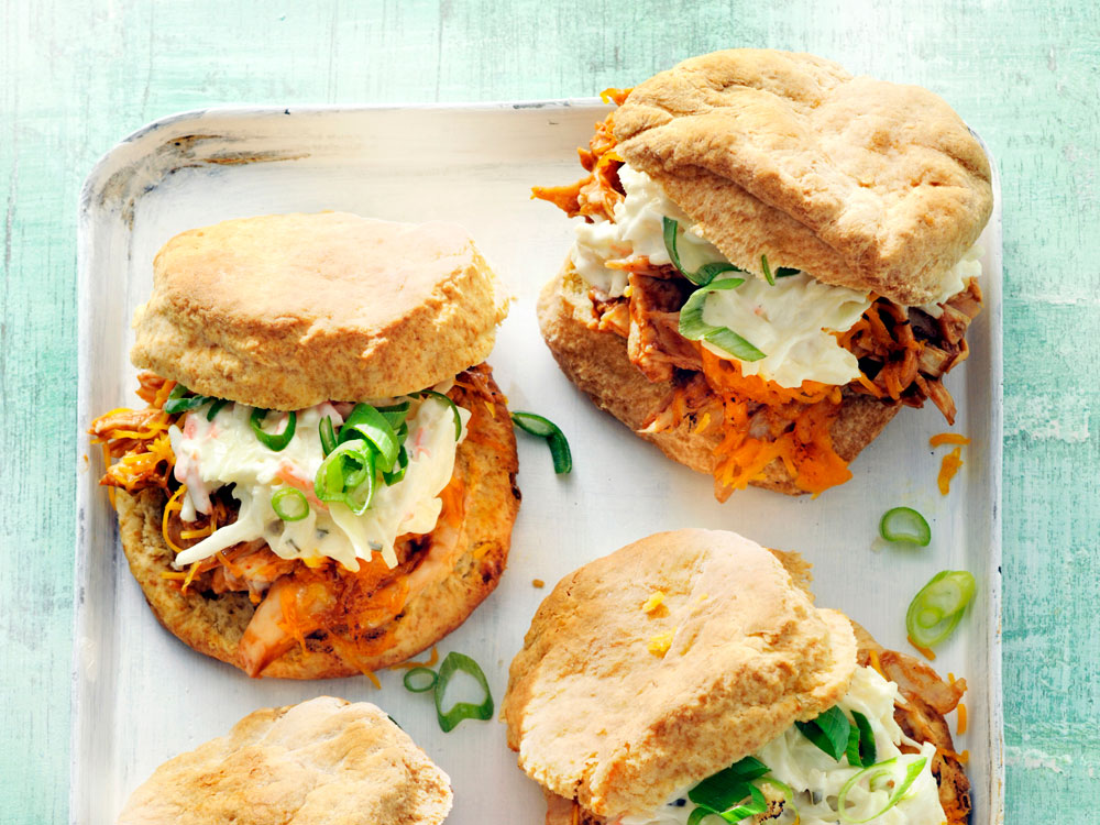 Barbecue Chicken and Biscuit Sandwiches | Savory