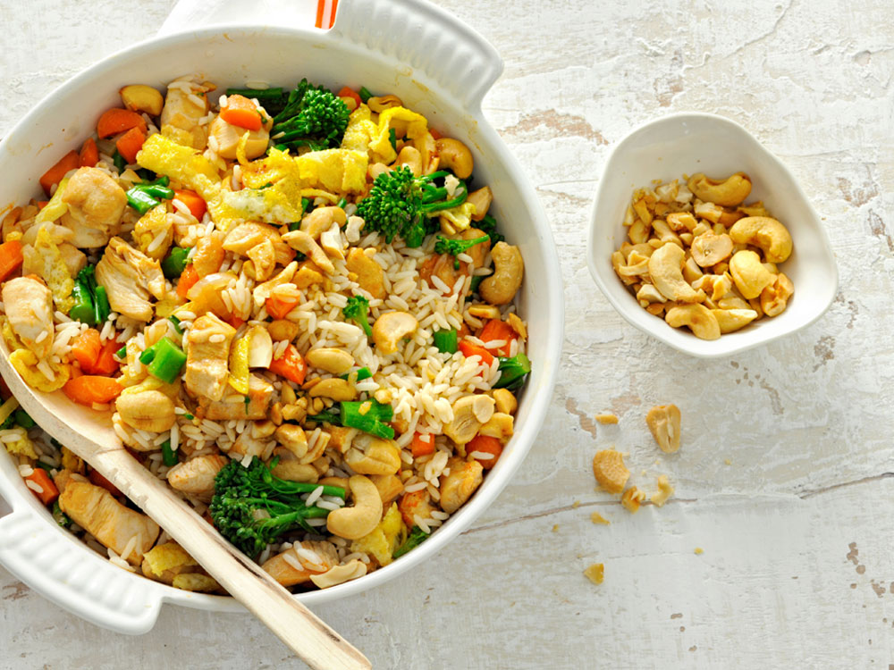 Chicken Fried Rice with Broccolini and Cashews | Savory