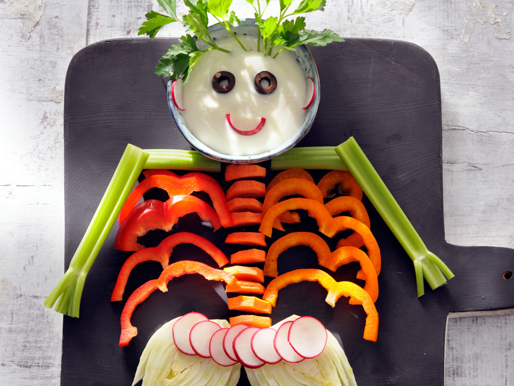 Skeleton Made Out Of Vegetables Halloween Food Day 28: Skeleton