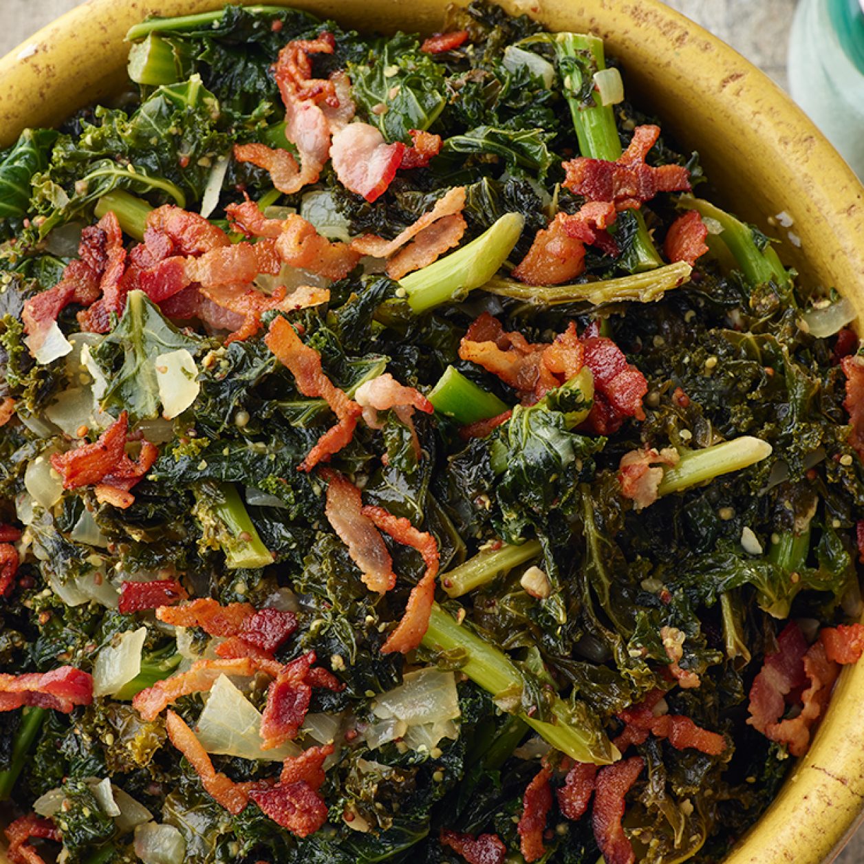 Braised Kale with Bacon and Mustard | Savory