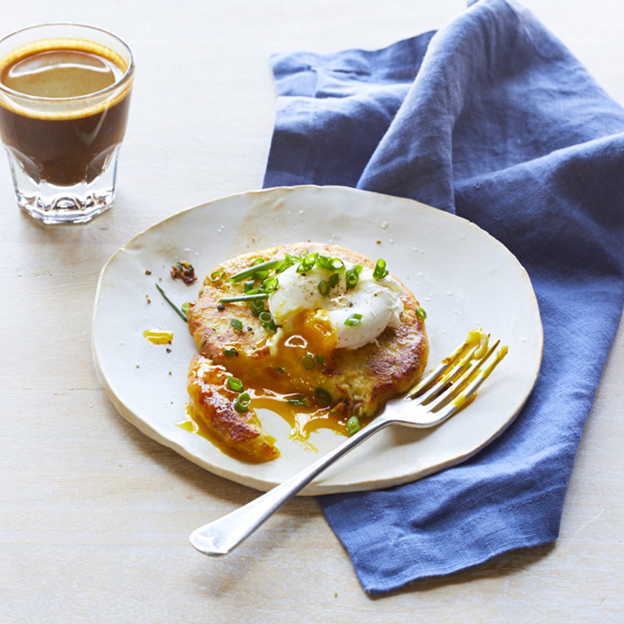 Breakfast Mashed Potato Cakes with Poached Egg | Savory