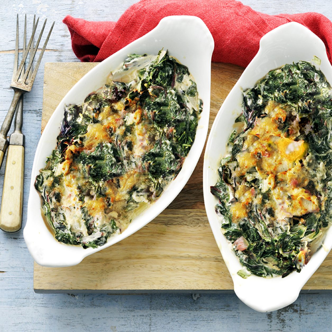 Individual Baked Creamed Swiss Chard | Savory