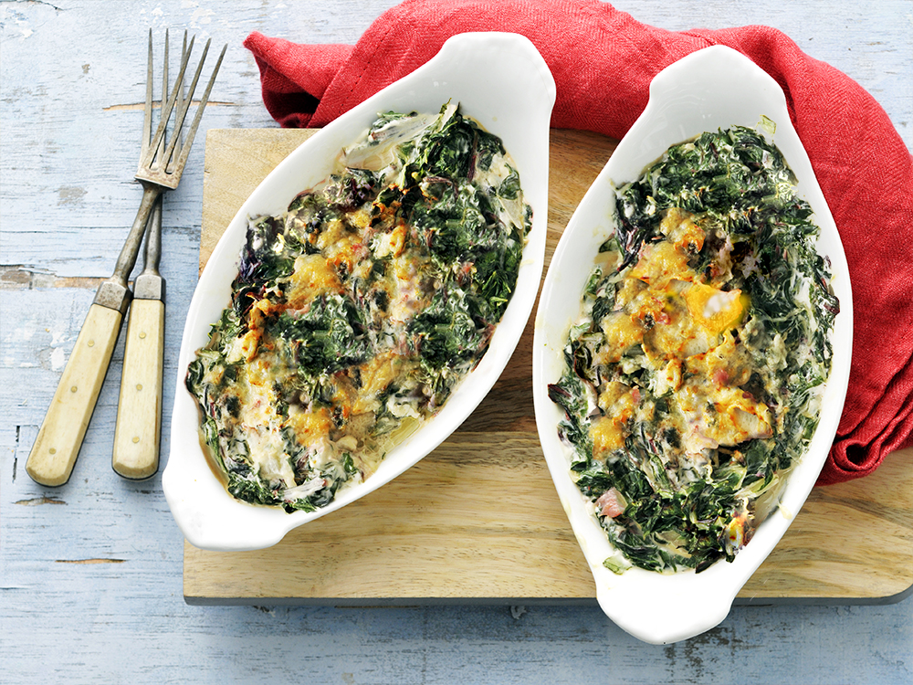 Individual Baked Creamed Swiss Chard | Savory