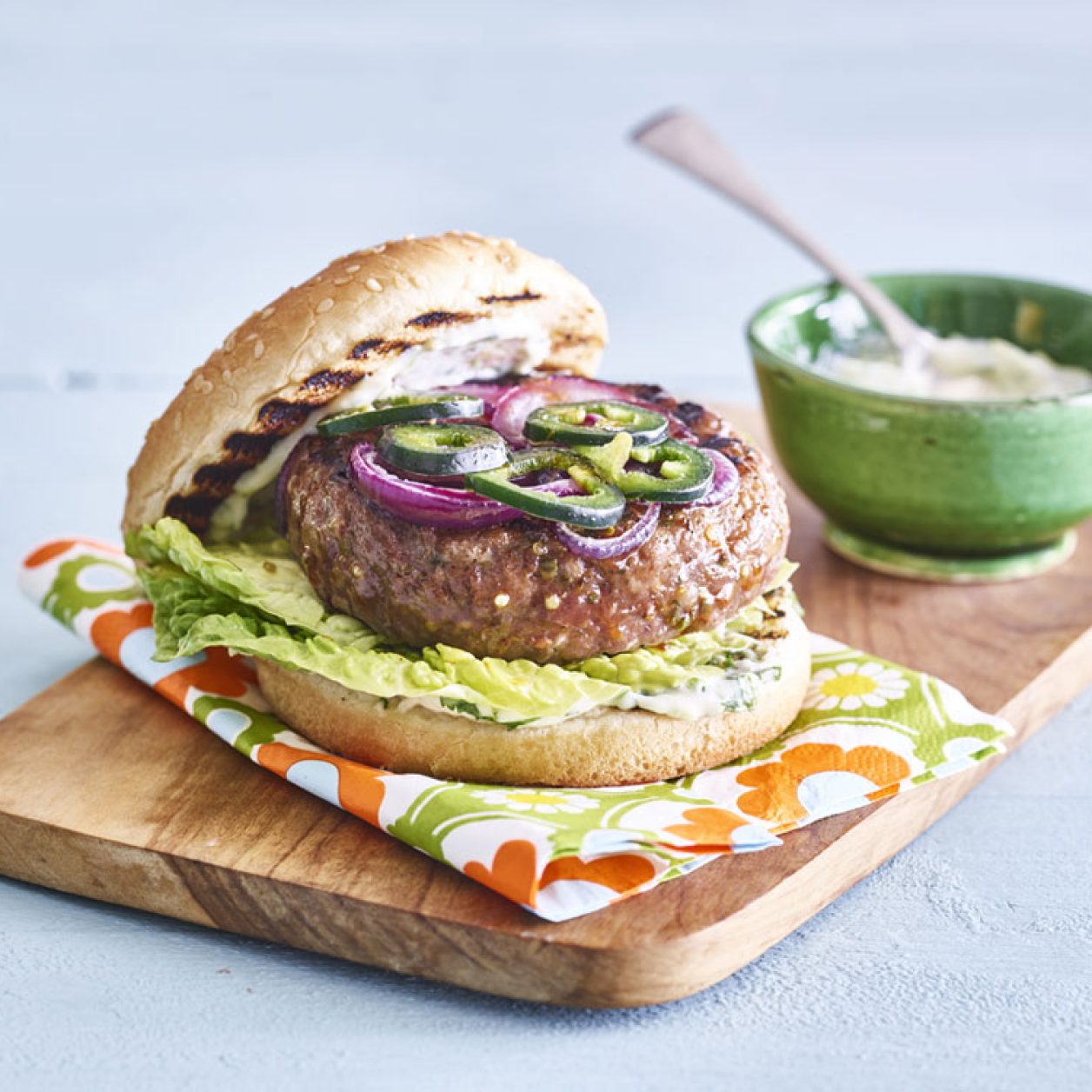 Spicy Burgers with Cilantro Mayo | Savory