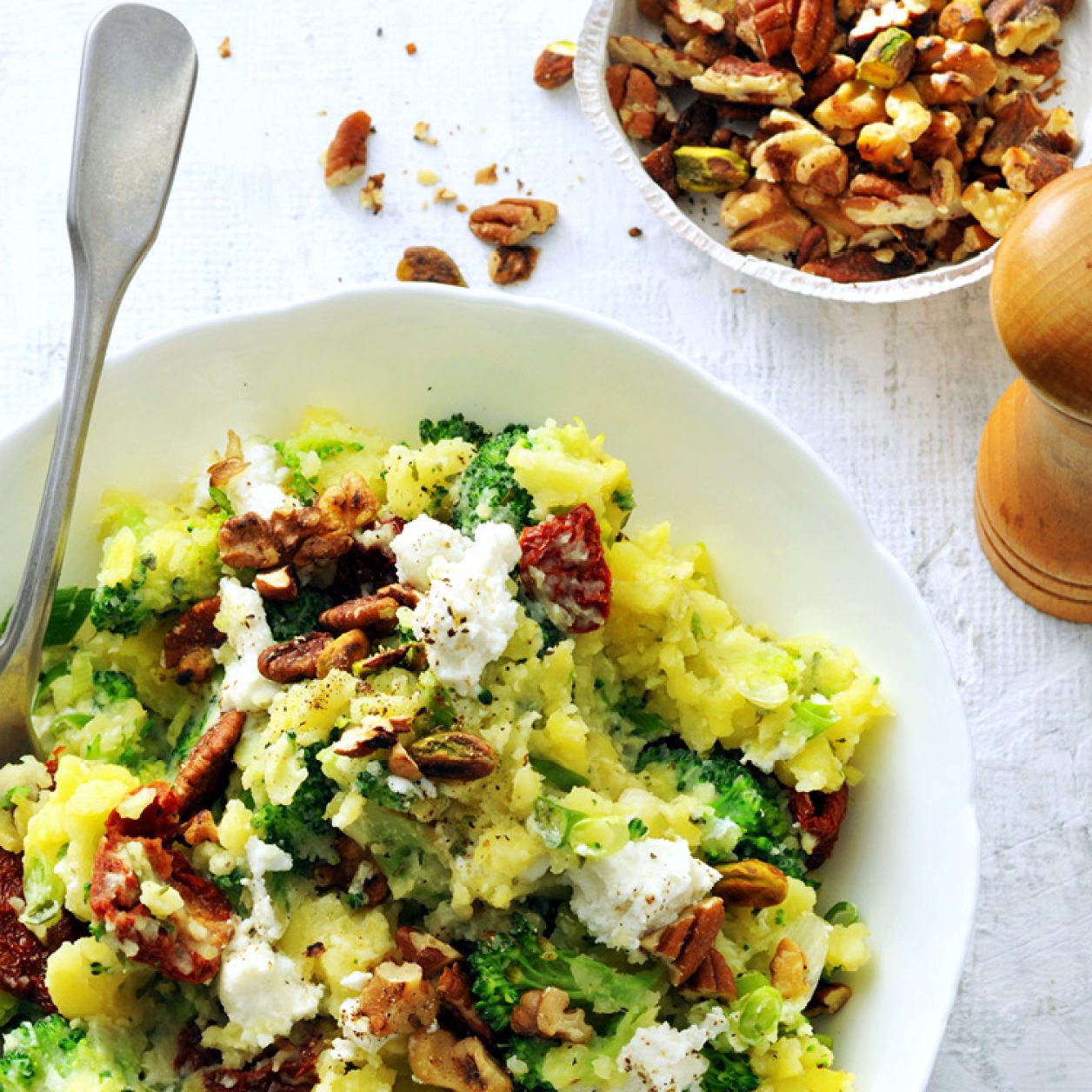 Broccoli-Potato Mash with Pecans | Savory