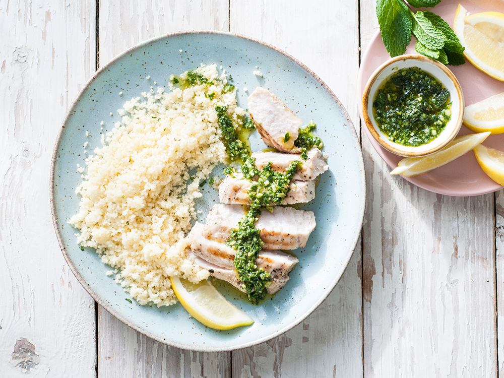 Grilled Swordfish Steaks with Herb Sauce | Savory