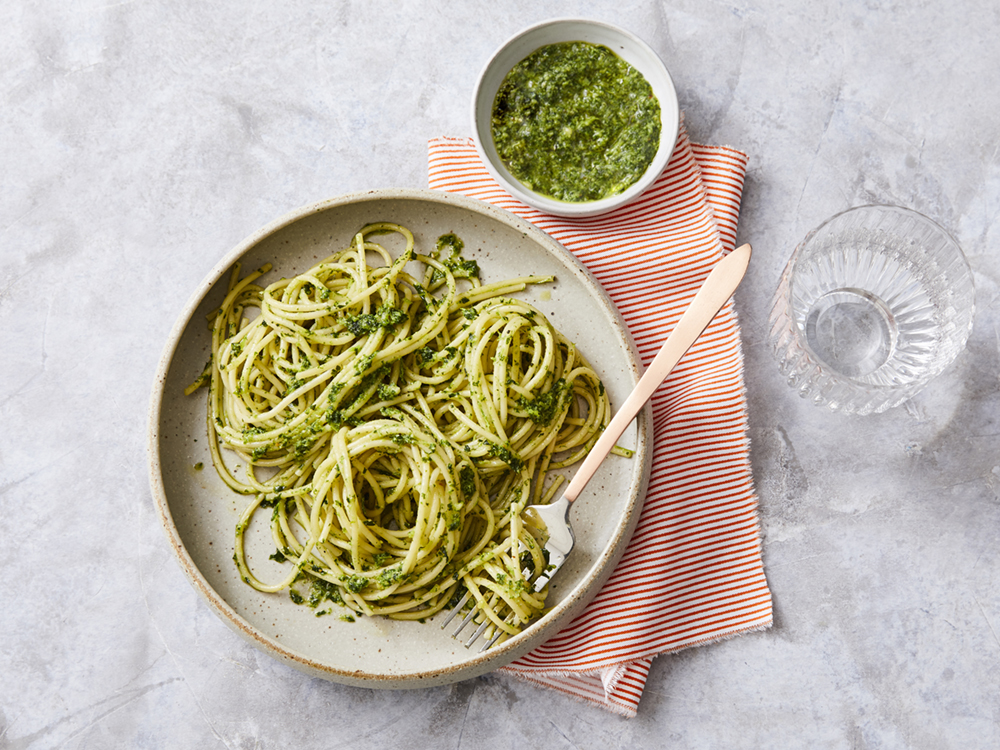 Spaghetti with Kale Pesto | Savory
