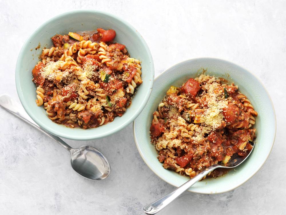 Fusilli with Quick Veggie-Beef Ragu | Savory