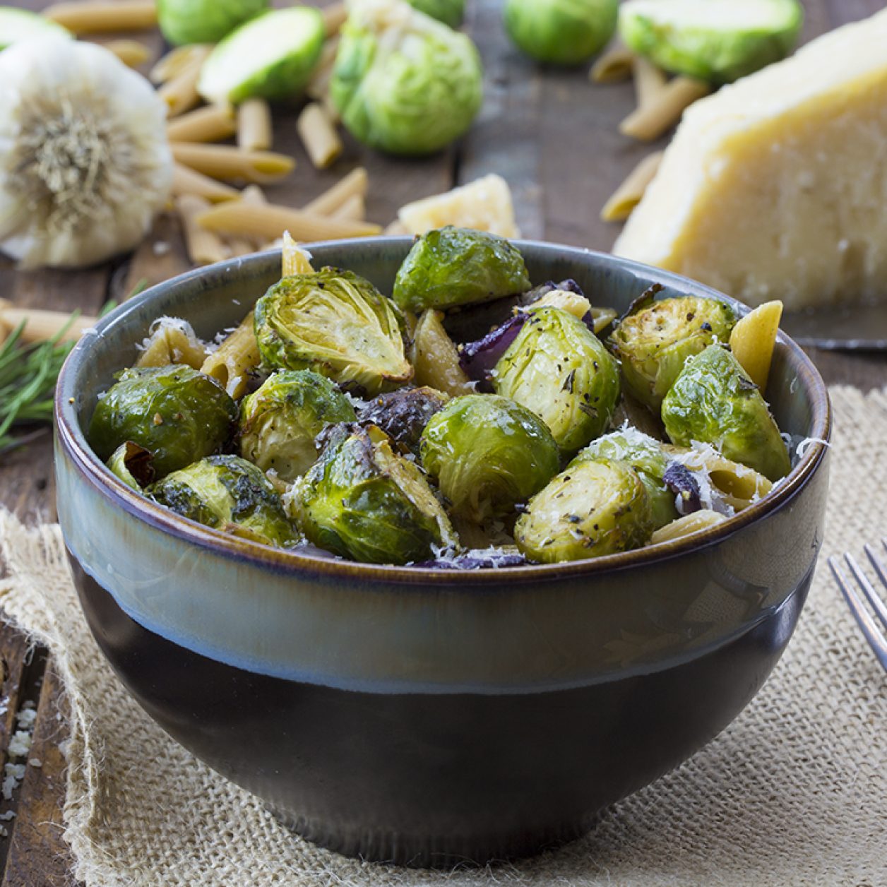 Penne with Roasted Brussels Sprouts | Savory
