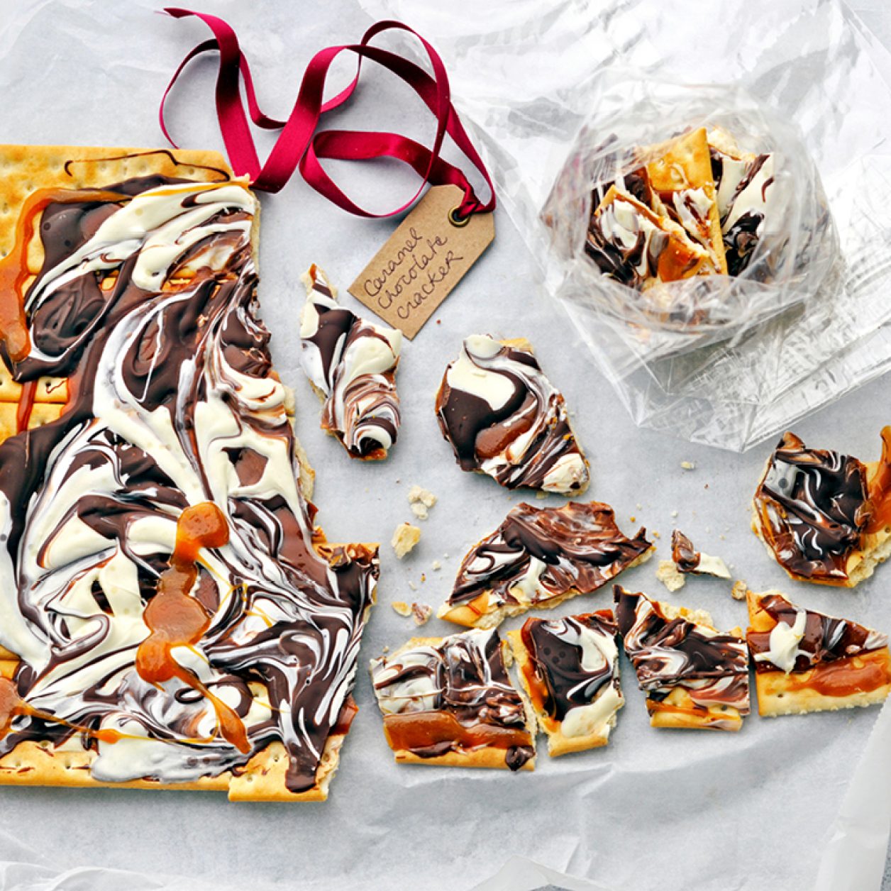 Caramel-Chocolate Swirl Cracker Candy | Savory