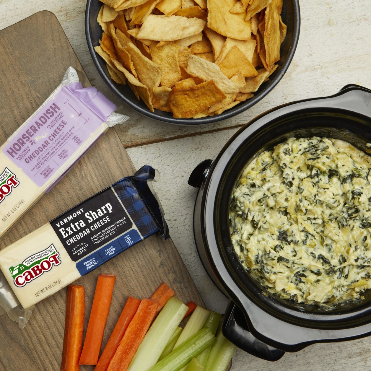 Cabot® Five Mile Farm’s Cheesy Spinach Artichoke Dip | Savory