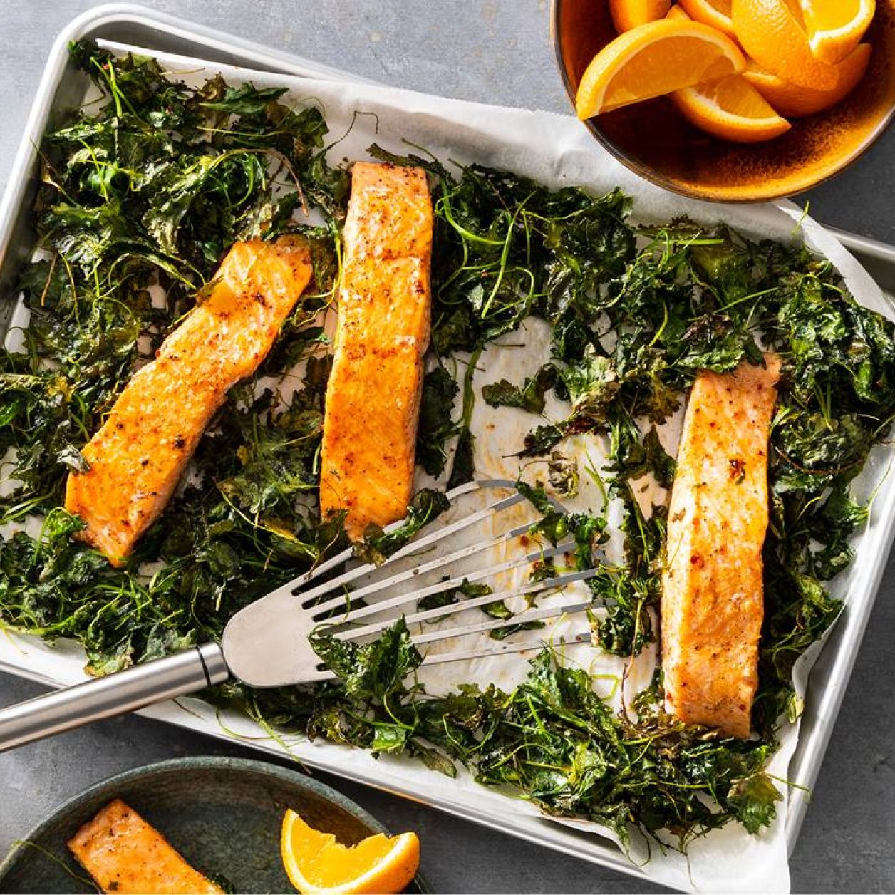 Baked Salmon with Crispy Kale | Savory