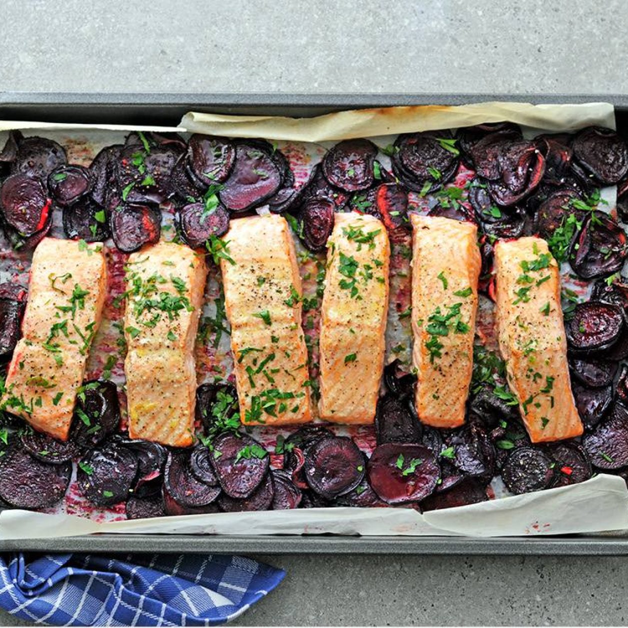 Slow-Roasted Salmon over Beets | Savory