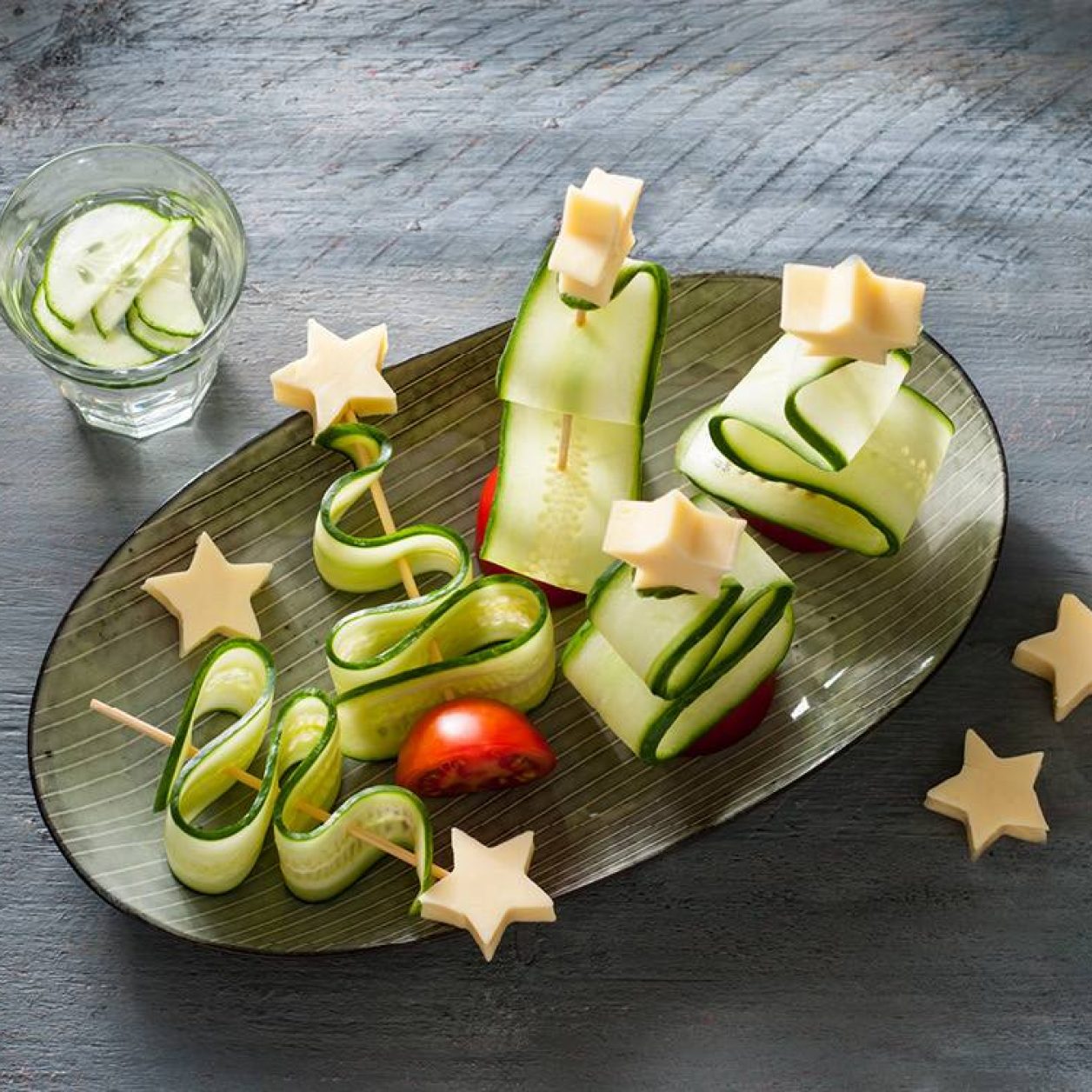 Cucumber and Cheese Christmas Trees | Savory