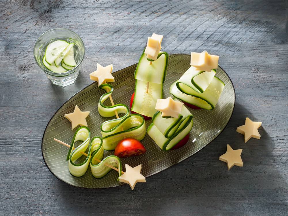 Cucumber and Cheese Christmas Trees | Savory