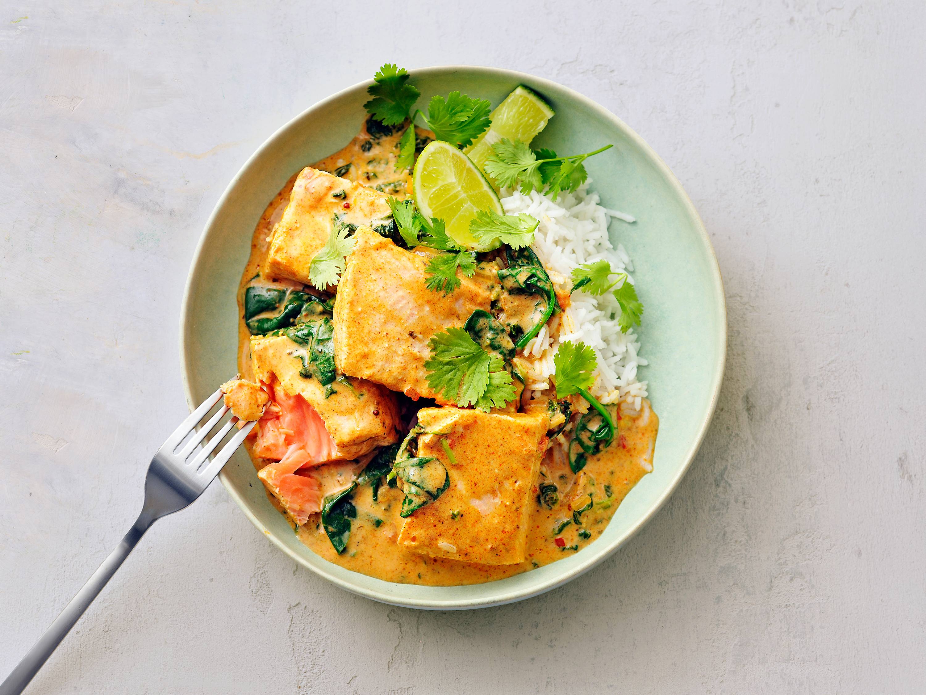 Salmon Coconut Curry with Rice | Savory
