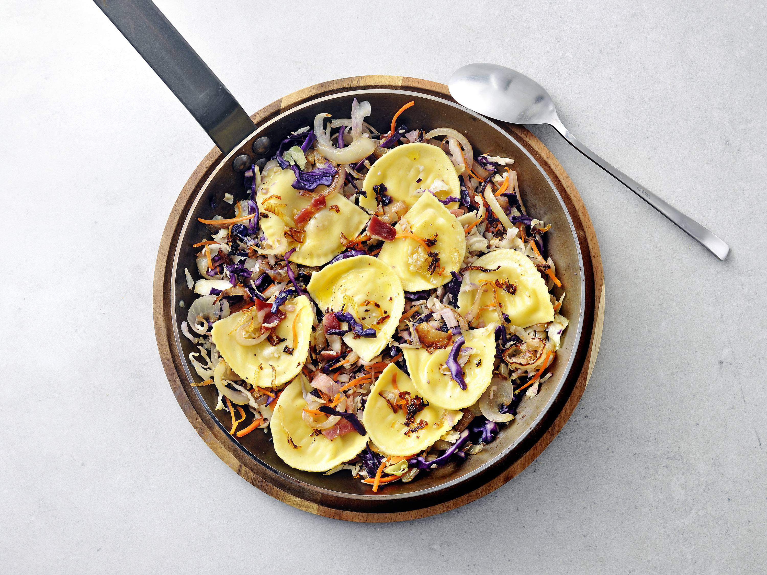 Pierogi and Cabbage Stir-Fry | Savory