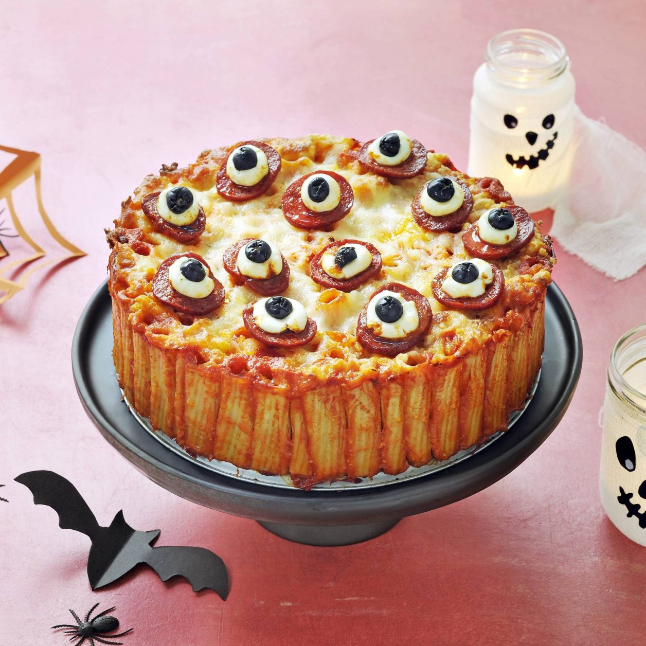 Rigatoni-Pepperoni Pie with Eyeballs | Savory