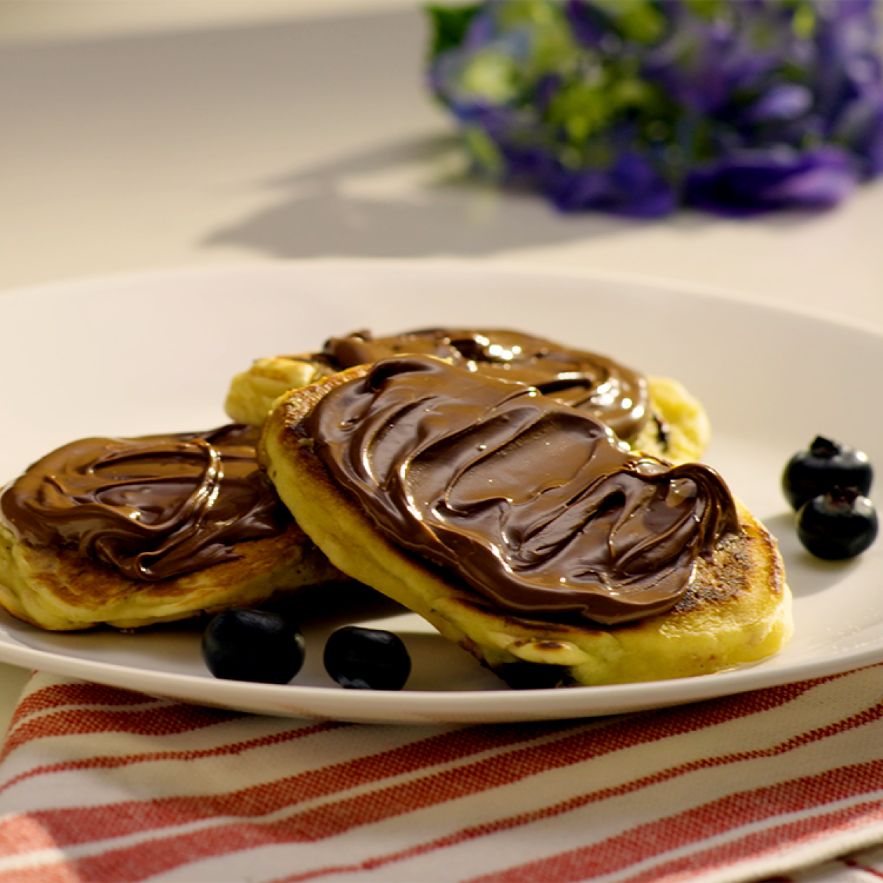 Blueberry Buttermilk Pancakes with Nutella® | Savory