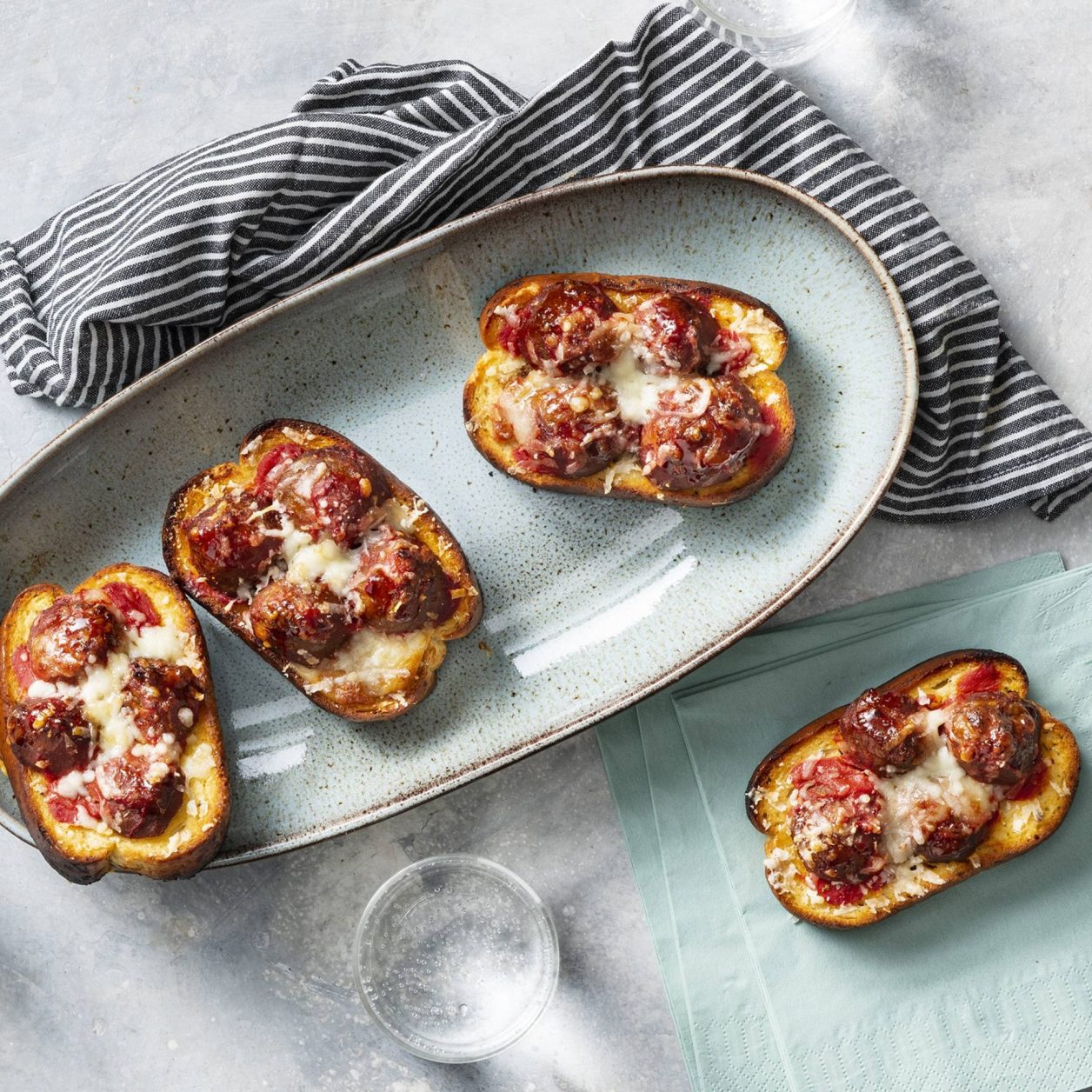 Open-Faced Meatball Toasts | Savory