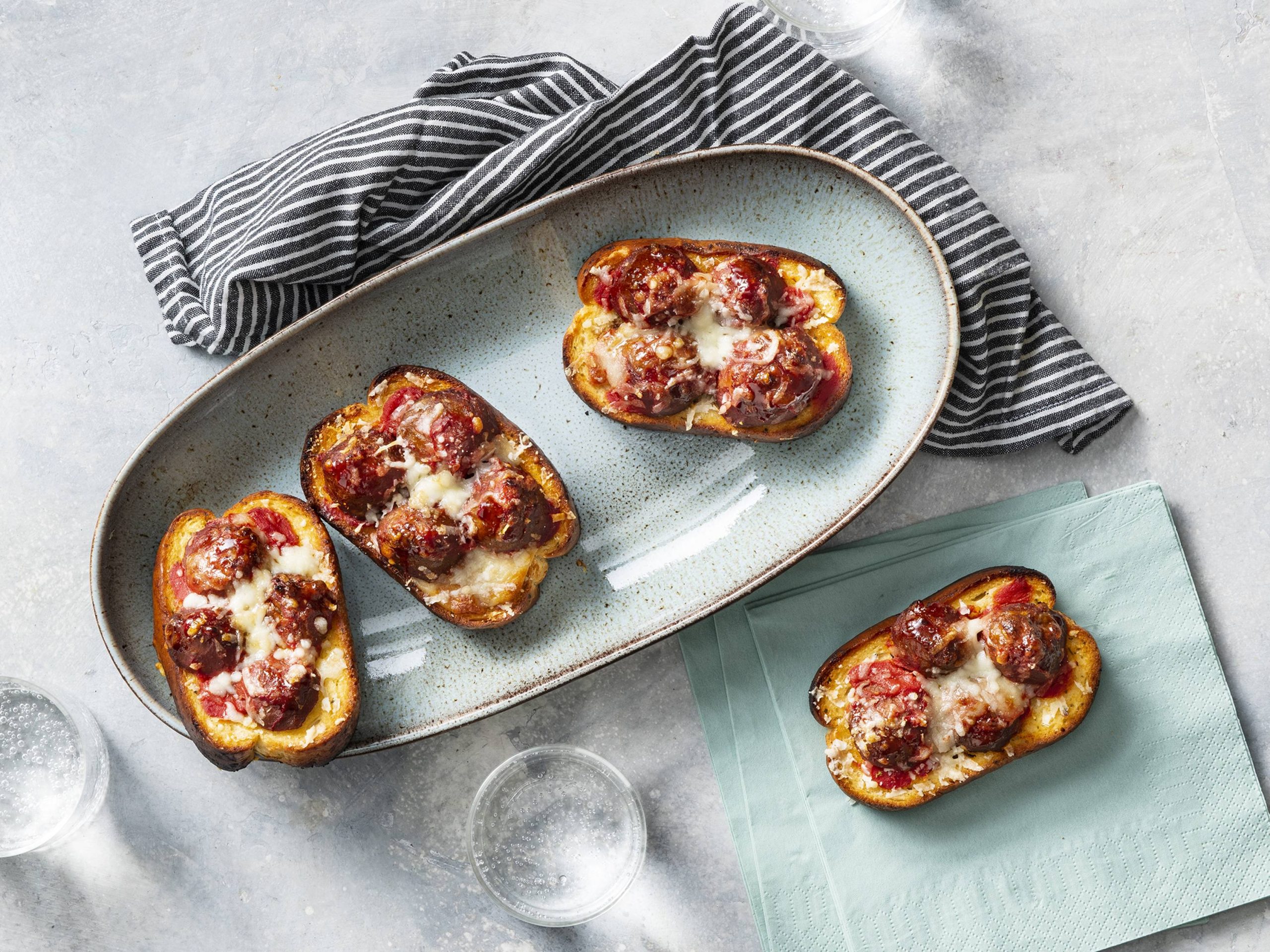 Open-Faced Meatball Toasts | Savory