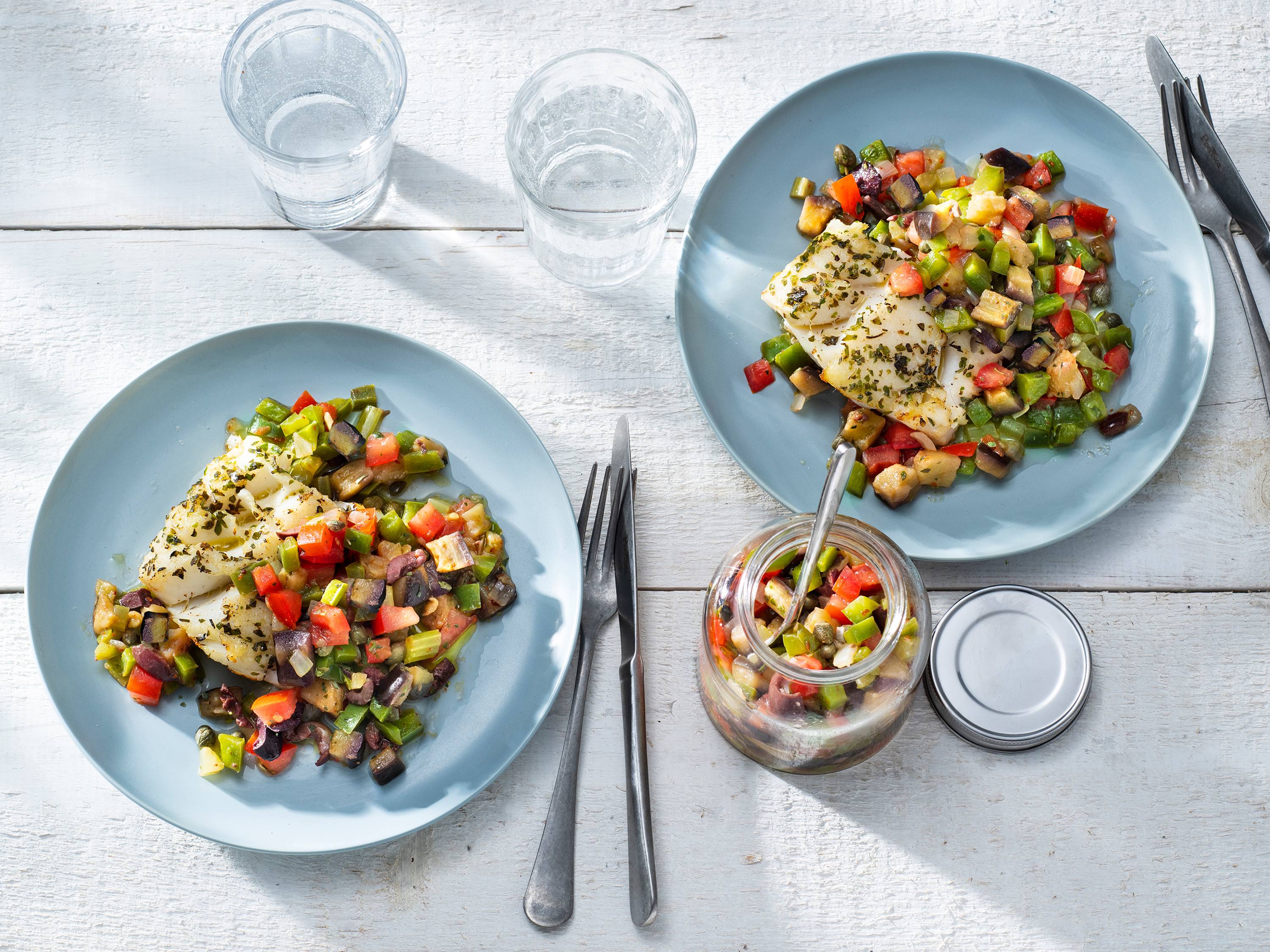 Broiled Cod with Eggplant Caponata | Savory