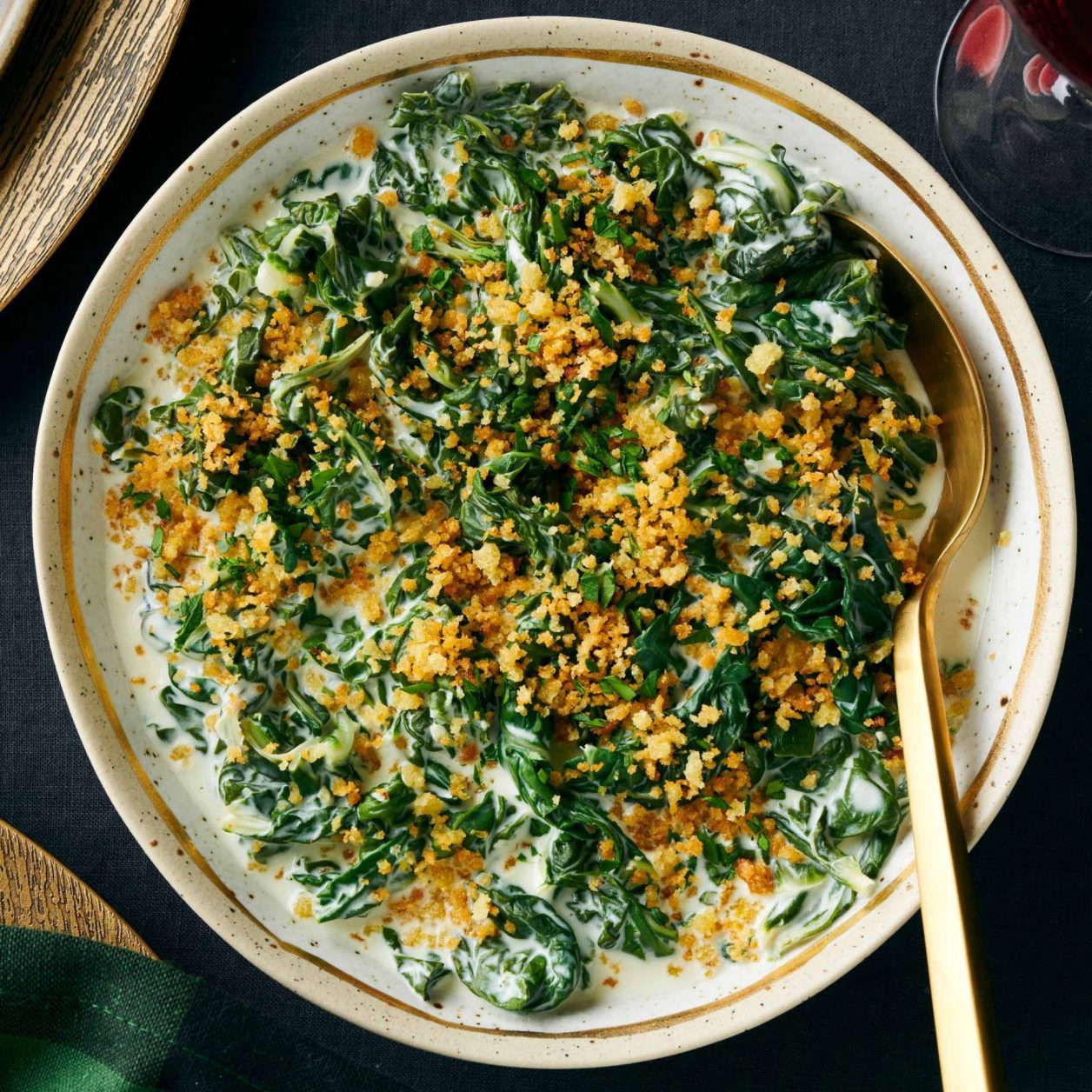 Creamed Swiss Chard with Lemon Breadcrumbs | Savory