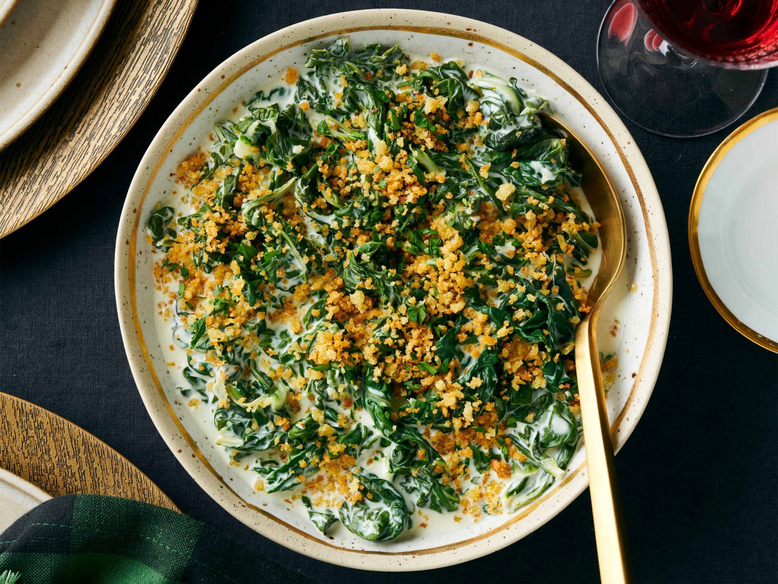 Creamed Swiss Chard with Lemon Breadcrumbs | Savory