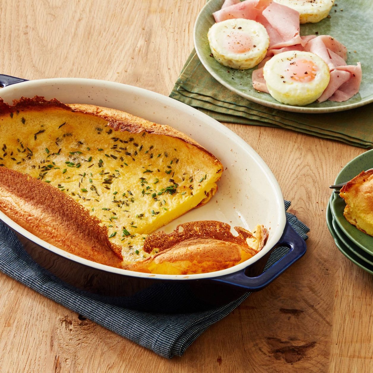 Cheesy Dutch Baby with Ham and Eggs | Savory