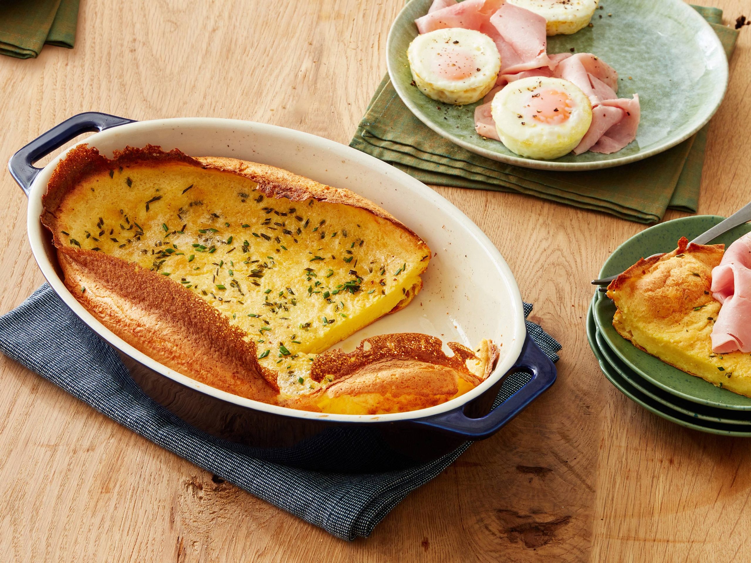 Cheesy Dutch Baby with Ham and Eggs | Savory