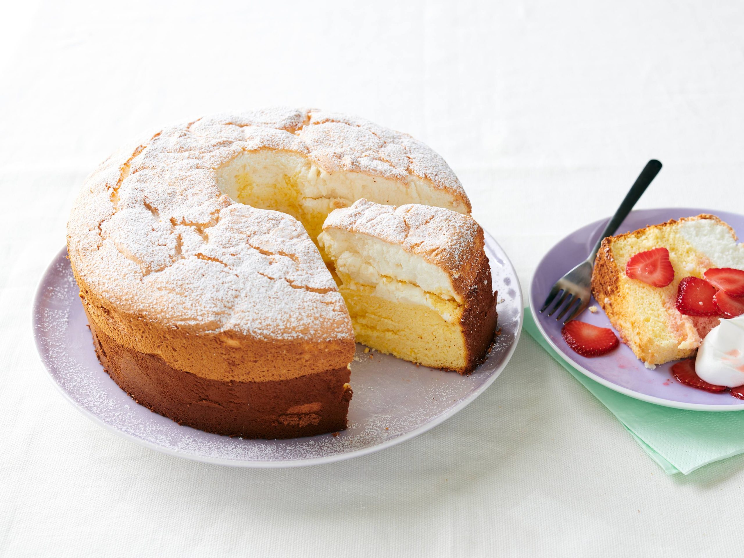 Daffodil Cake With Macerated Strawberries Savory