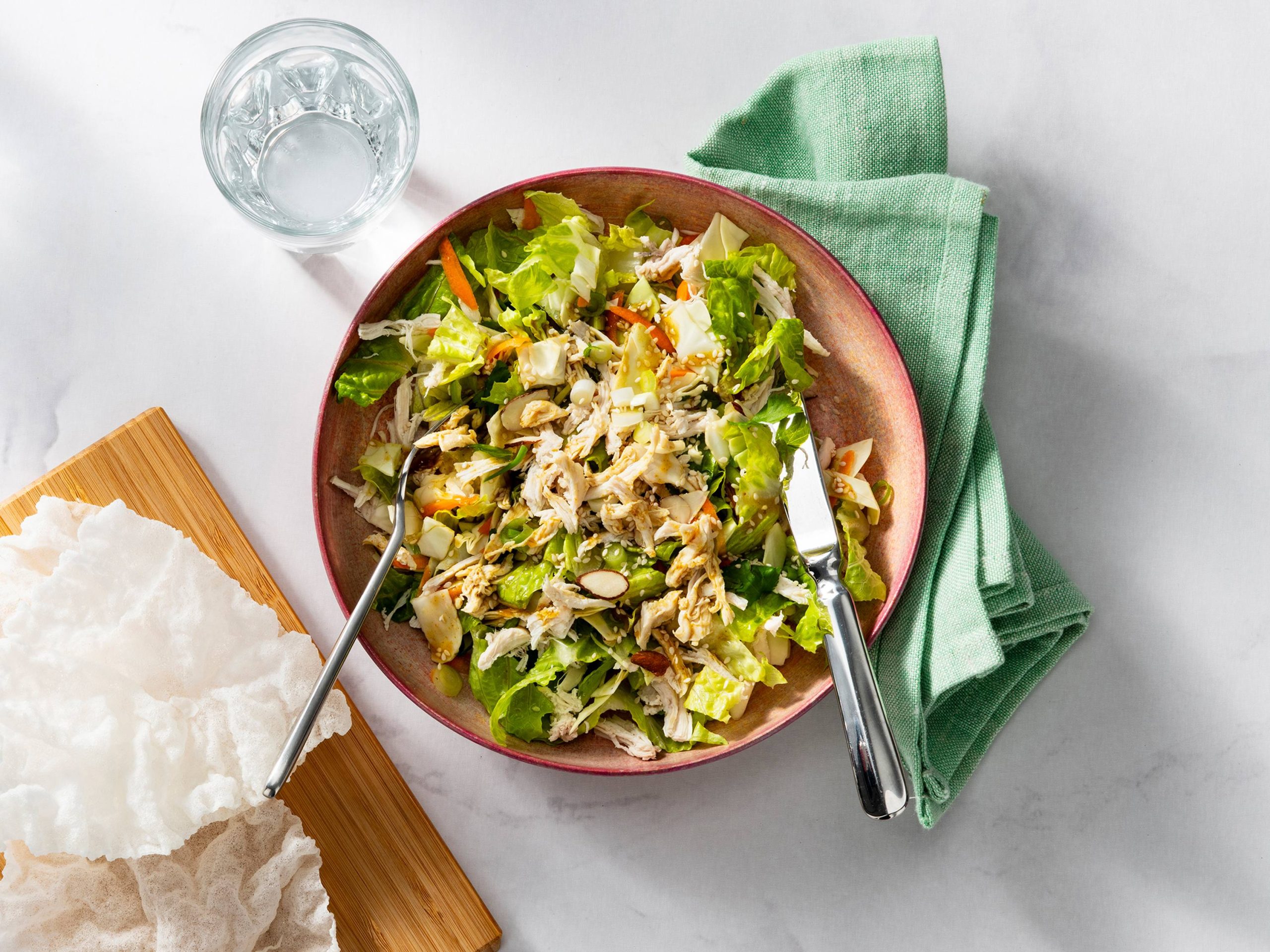 Chicken Salad with Rice Paper Crisps | Savory