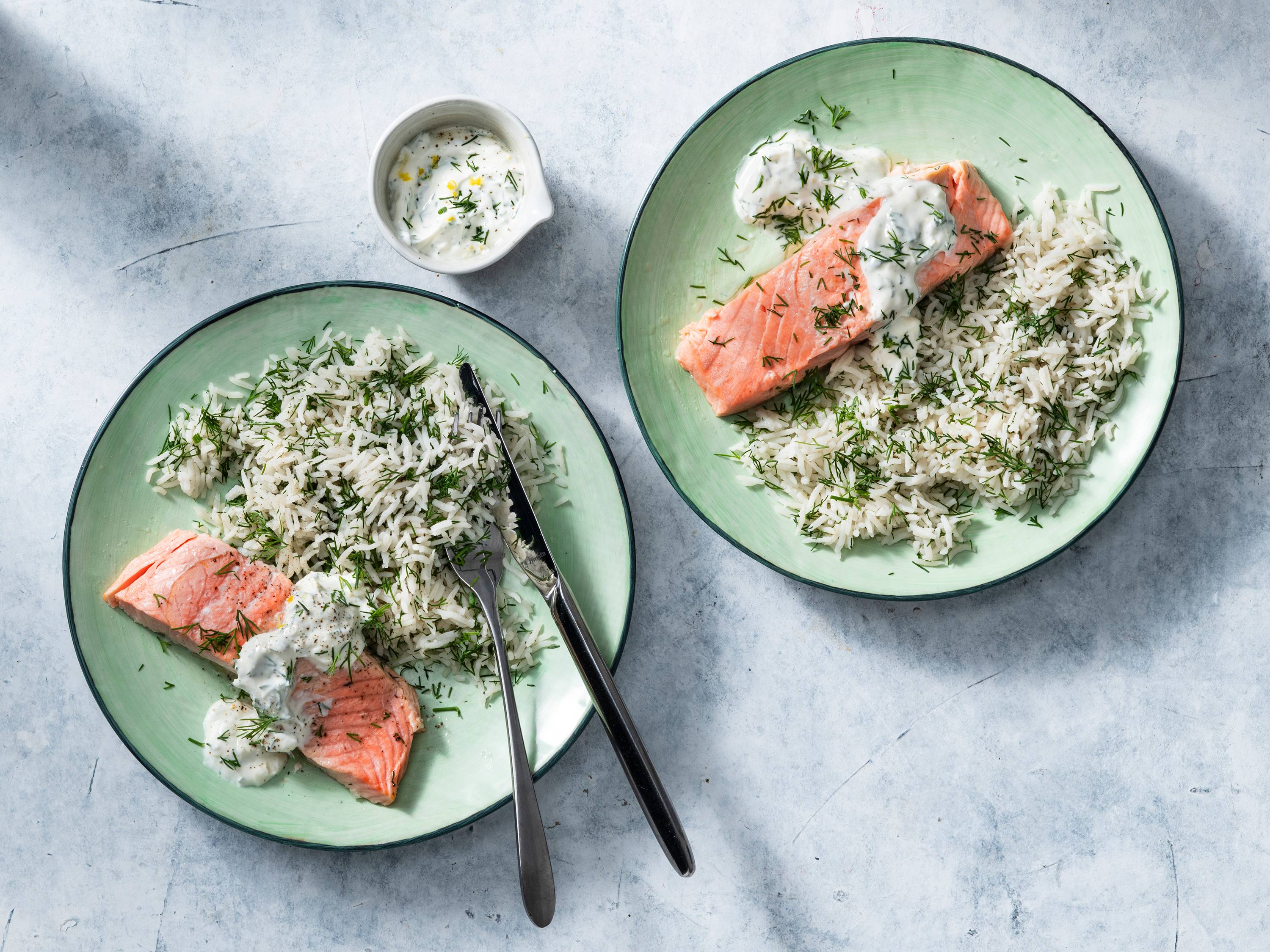 Steamed Salmon with Dill Rice | Savory