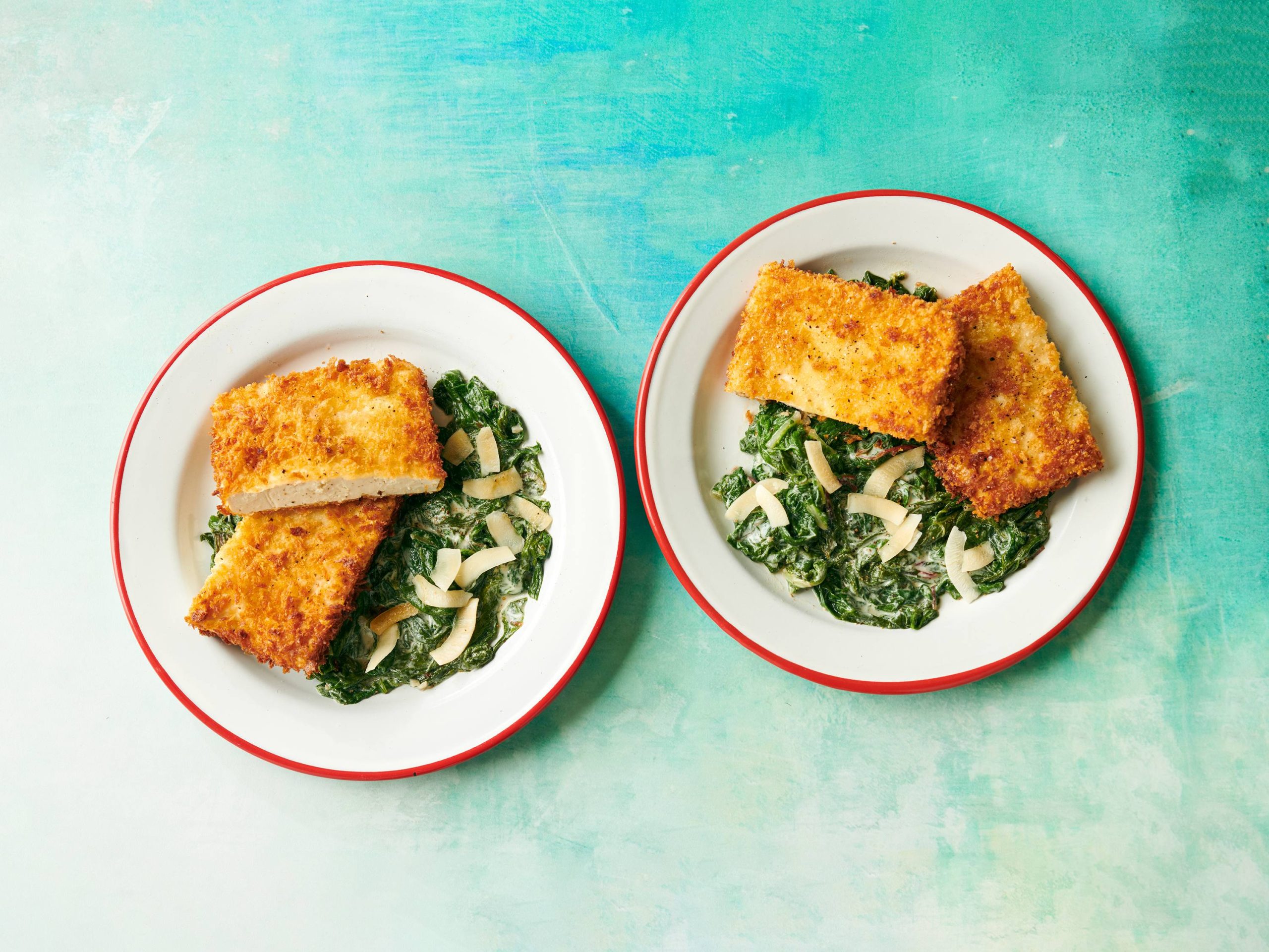 Crispy Tofu Cutlets with Coconut Creamed Swiss Chard | Savory