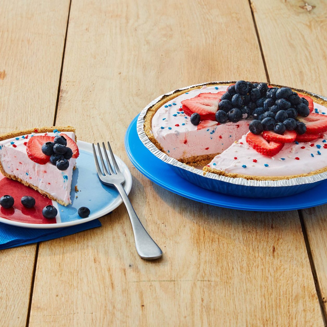No-Bake Red, White, and Blue Yogurt Pie | Savory