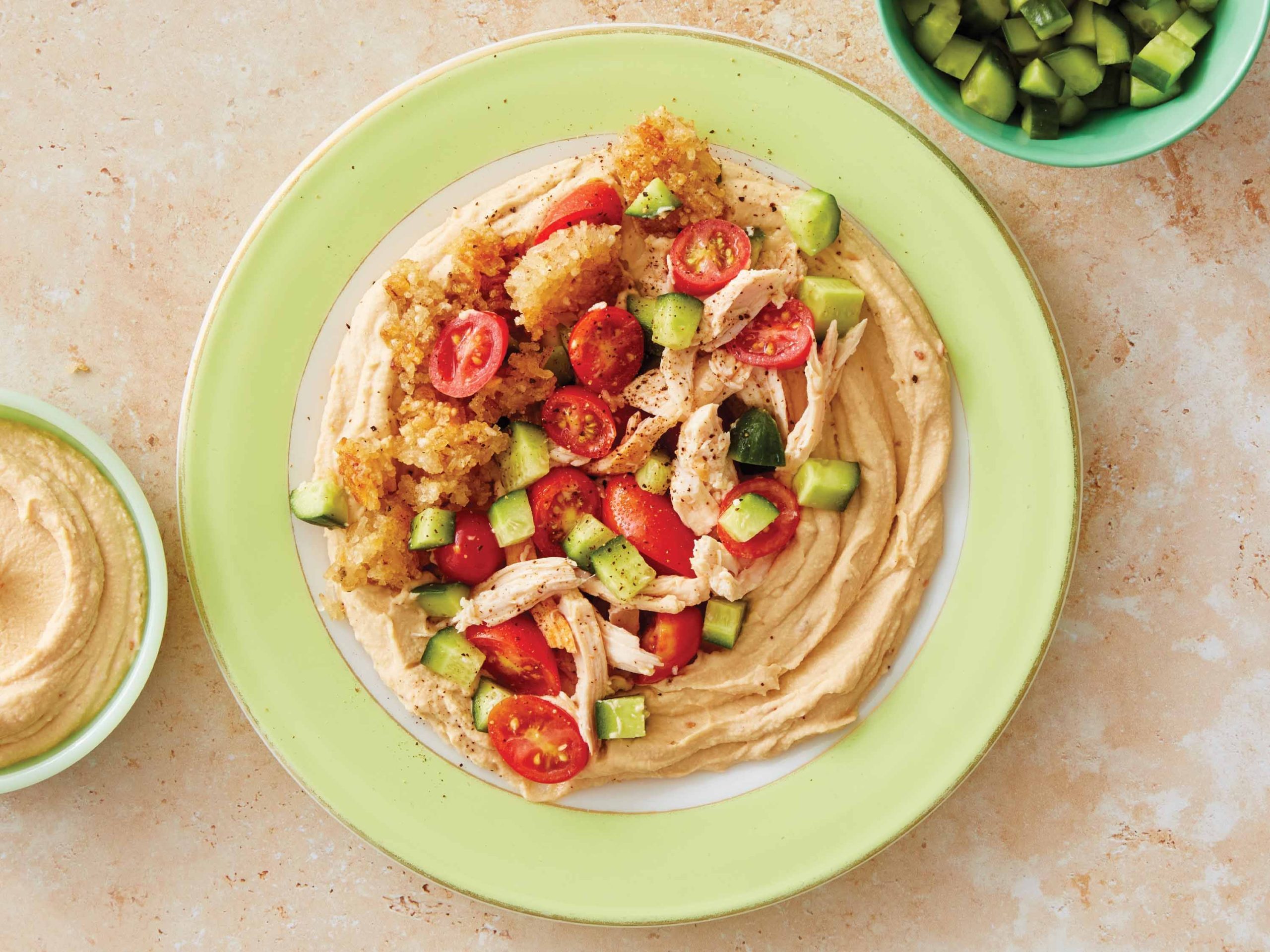 Crispy Rice Hummus Bowl with Chicken | Savory