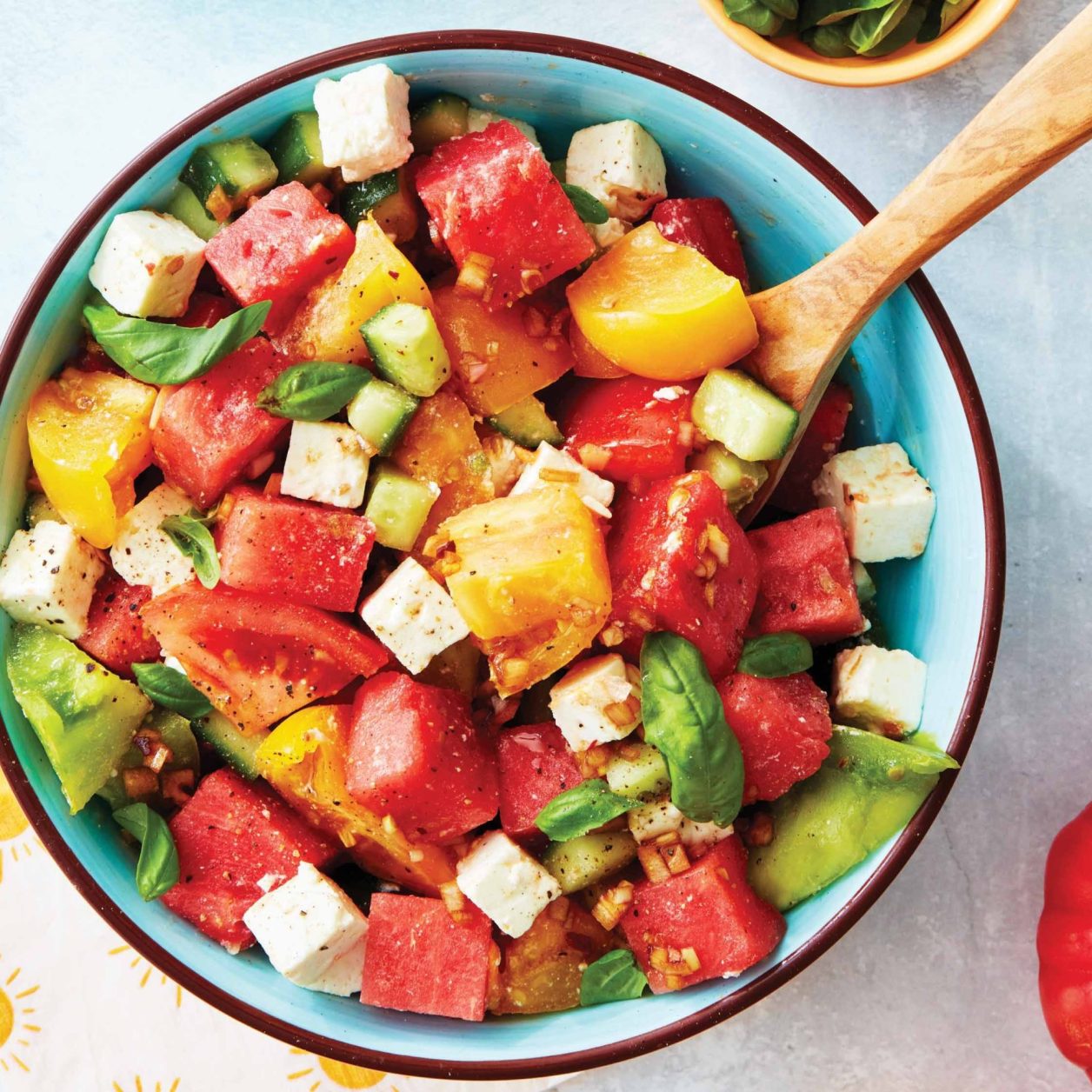 Watermelon-Tomato Salad with Feta and Basil | Savory