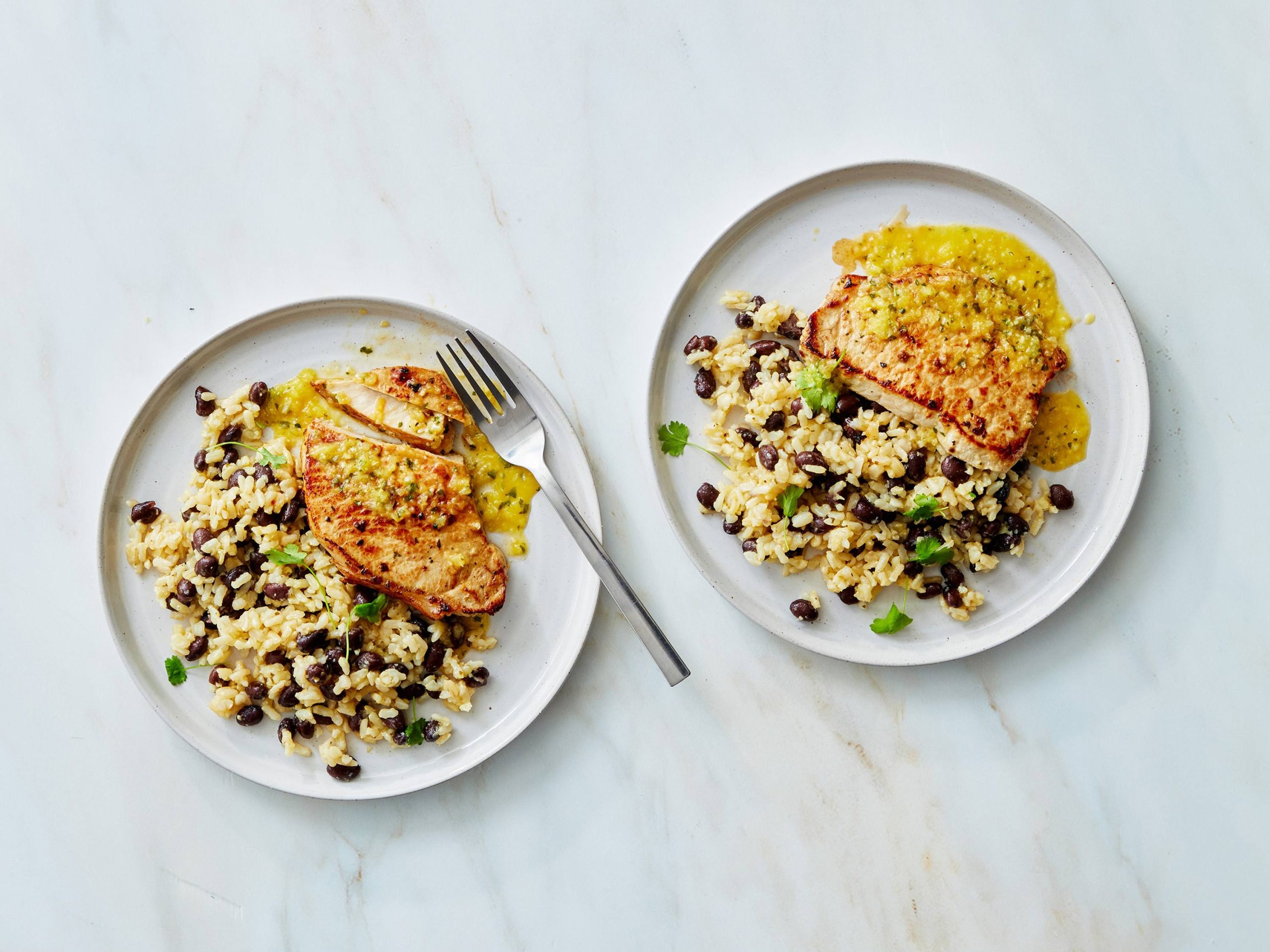 Mojo Pork Chops with Black Beans and Rice | Savory