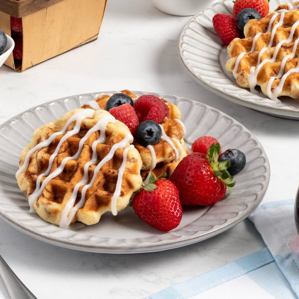 Cinnamon Roll Waffles with Cream Cheese Icing | Savory