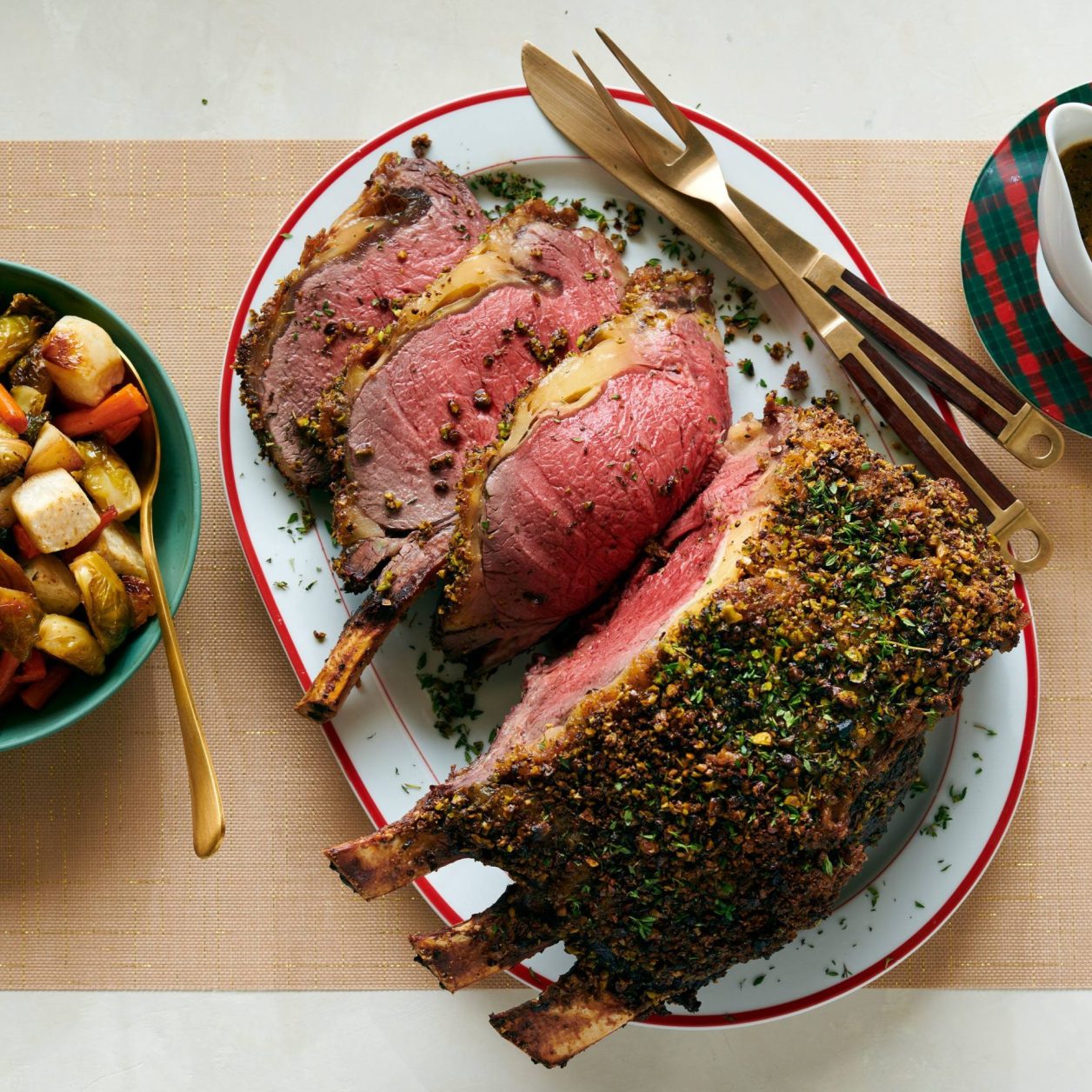 Pistachio-Crusted Prime Rib Roast with Pan Gravy | Savory