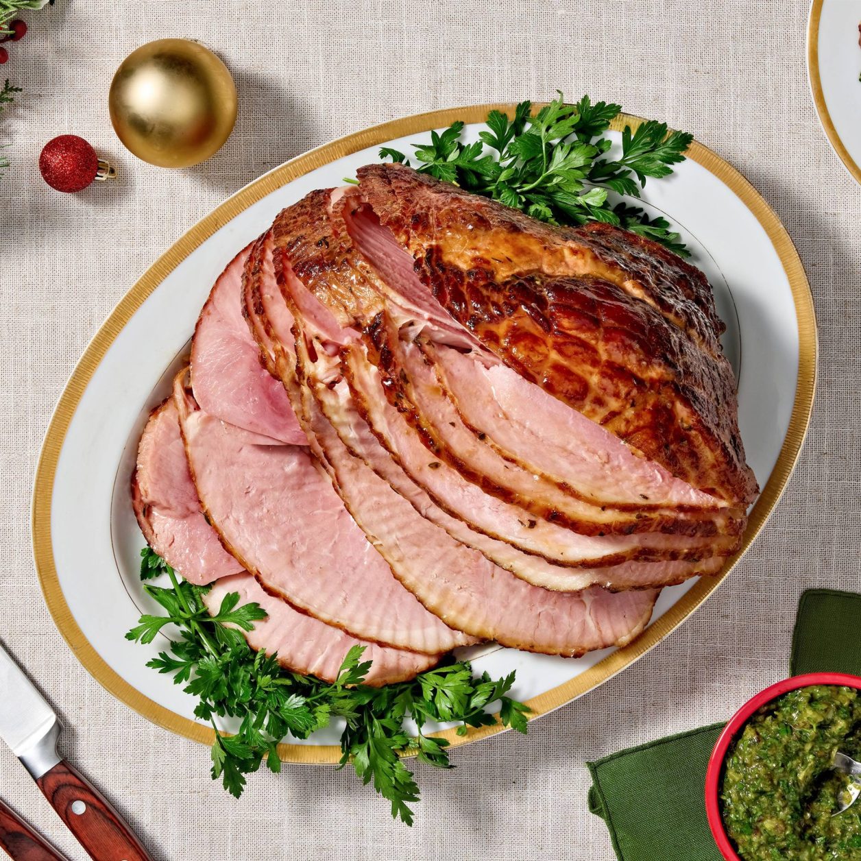 Apple Cider-Glazed Ham with Herb Sauce | Savory