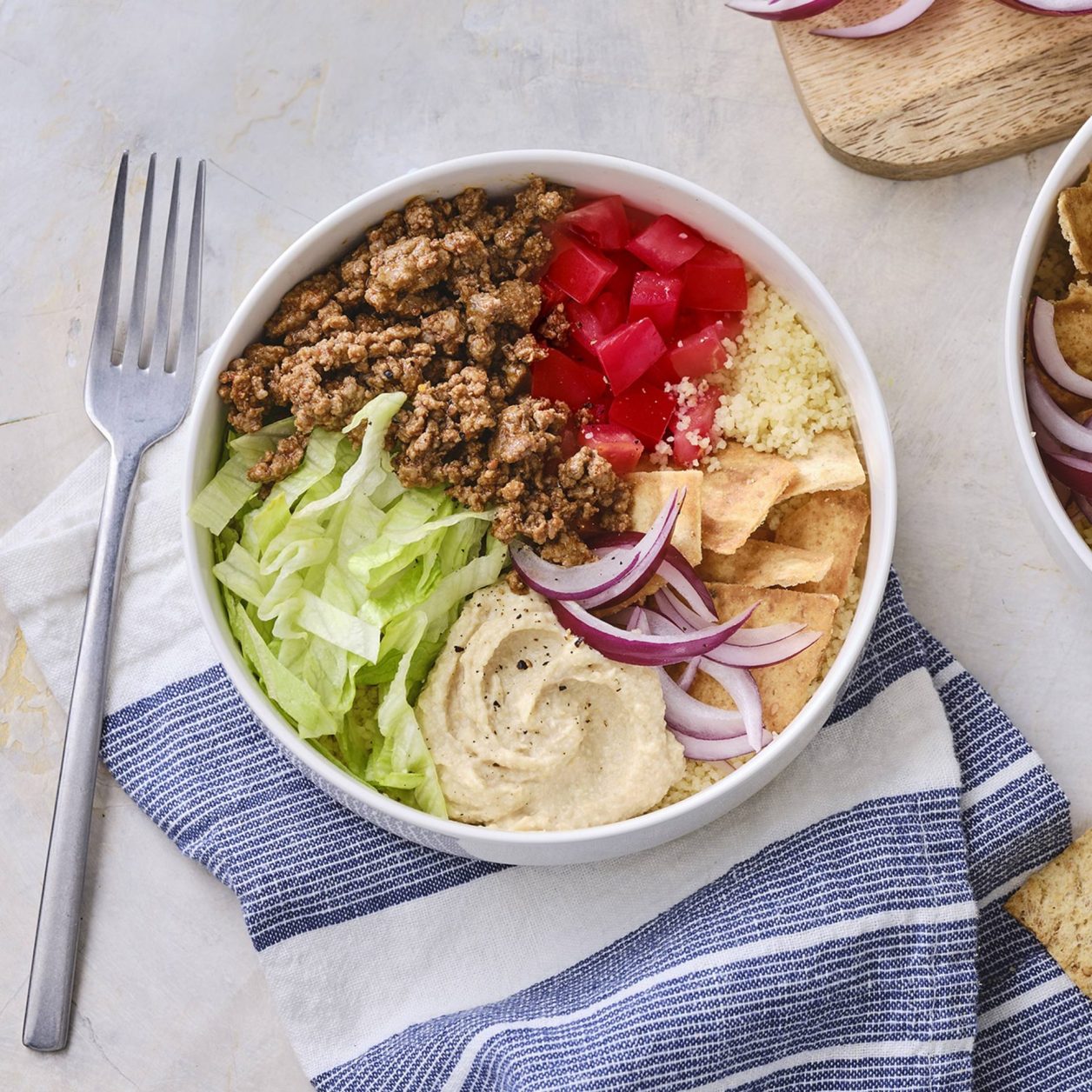 Mediterranean Ground Beef Hummus Bowls | Savory