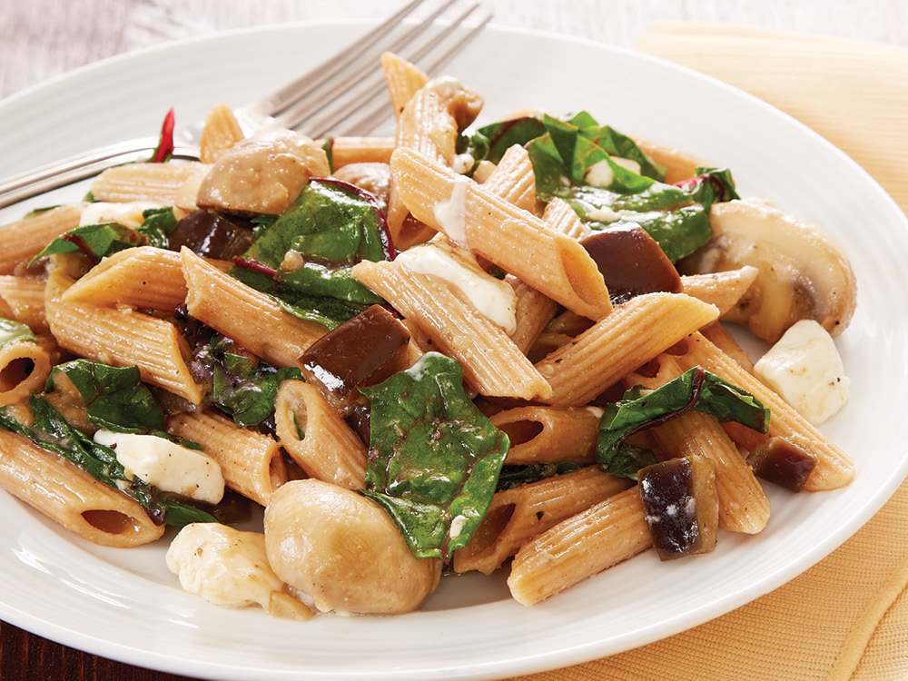 Pasta With Swiss Chard Eggplant And Mushrooms Savory