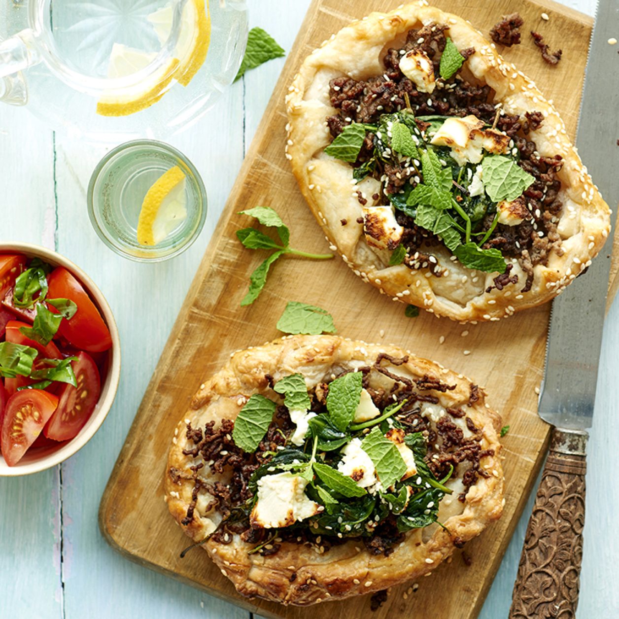 Spinach and Ground Beef Flatbreads | Savory