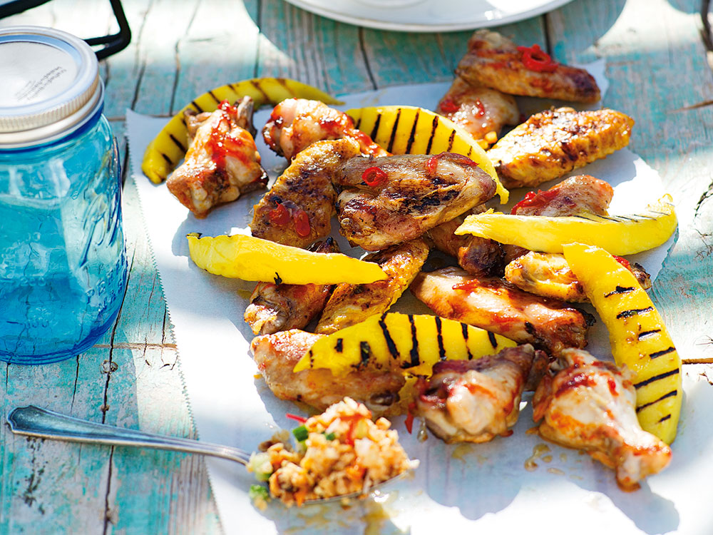 Sticky Grilled Chicken Wings with Mango | Savory
