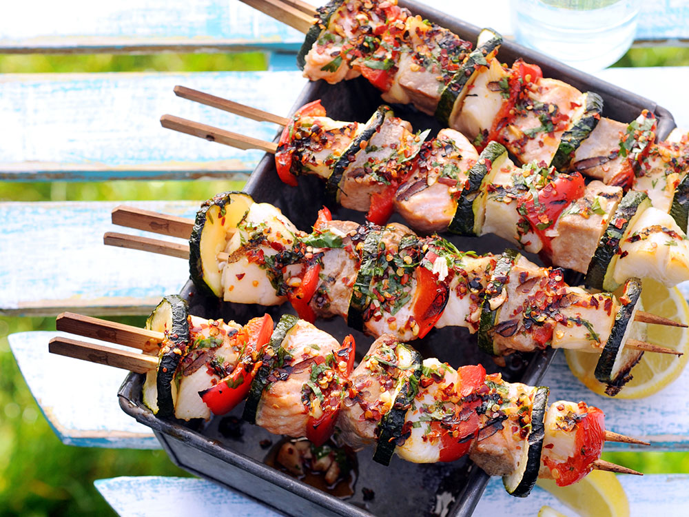 Fish Kabob Recipes Grilled Apple & Fish Kebab Skewers For Dinner